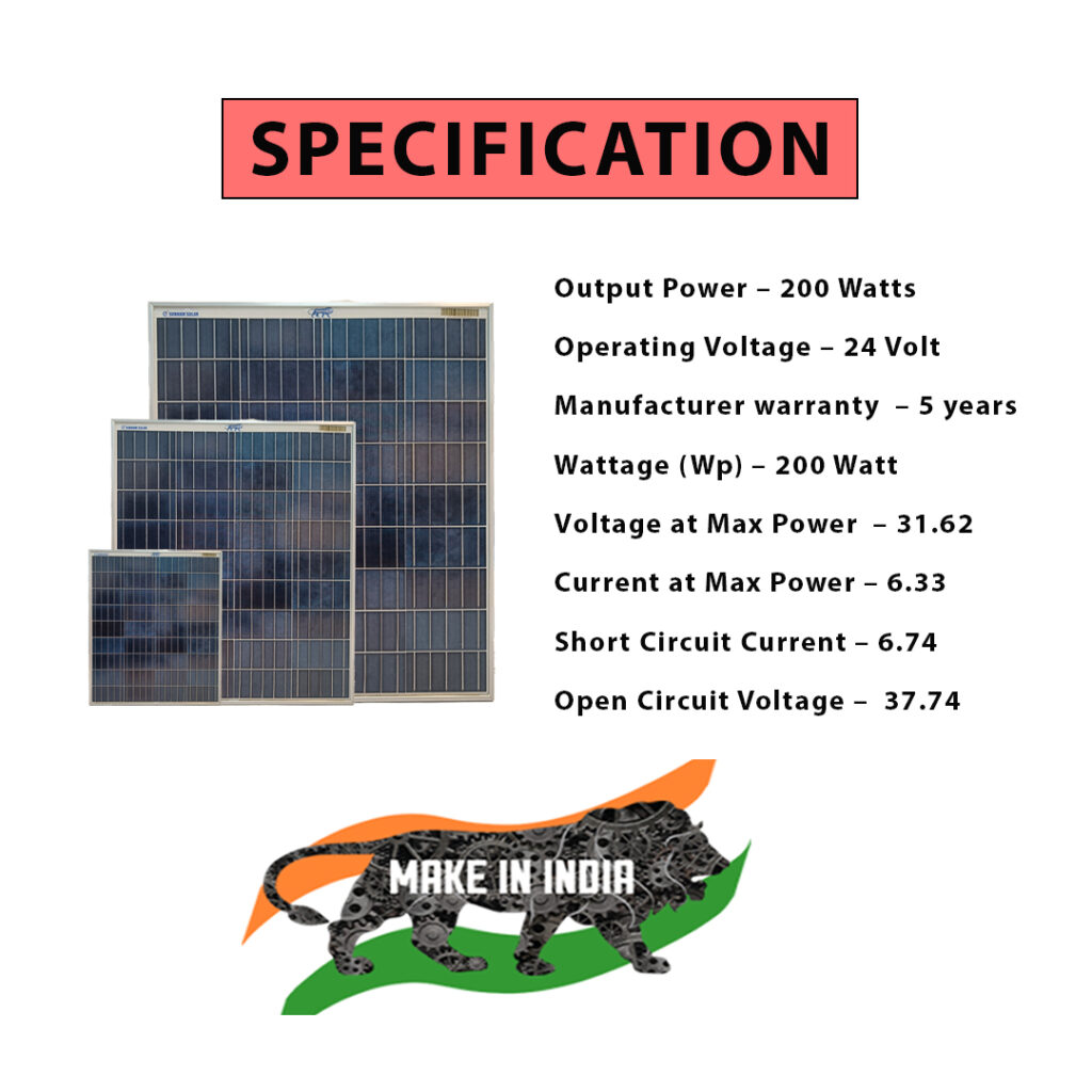 Solar PV Panel 200 watt with 5 years Warranty – Subham Solar Solutions ...